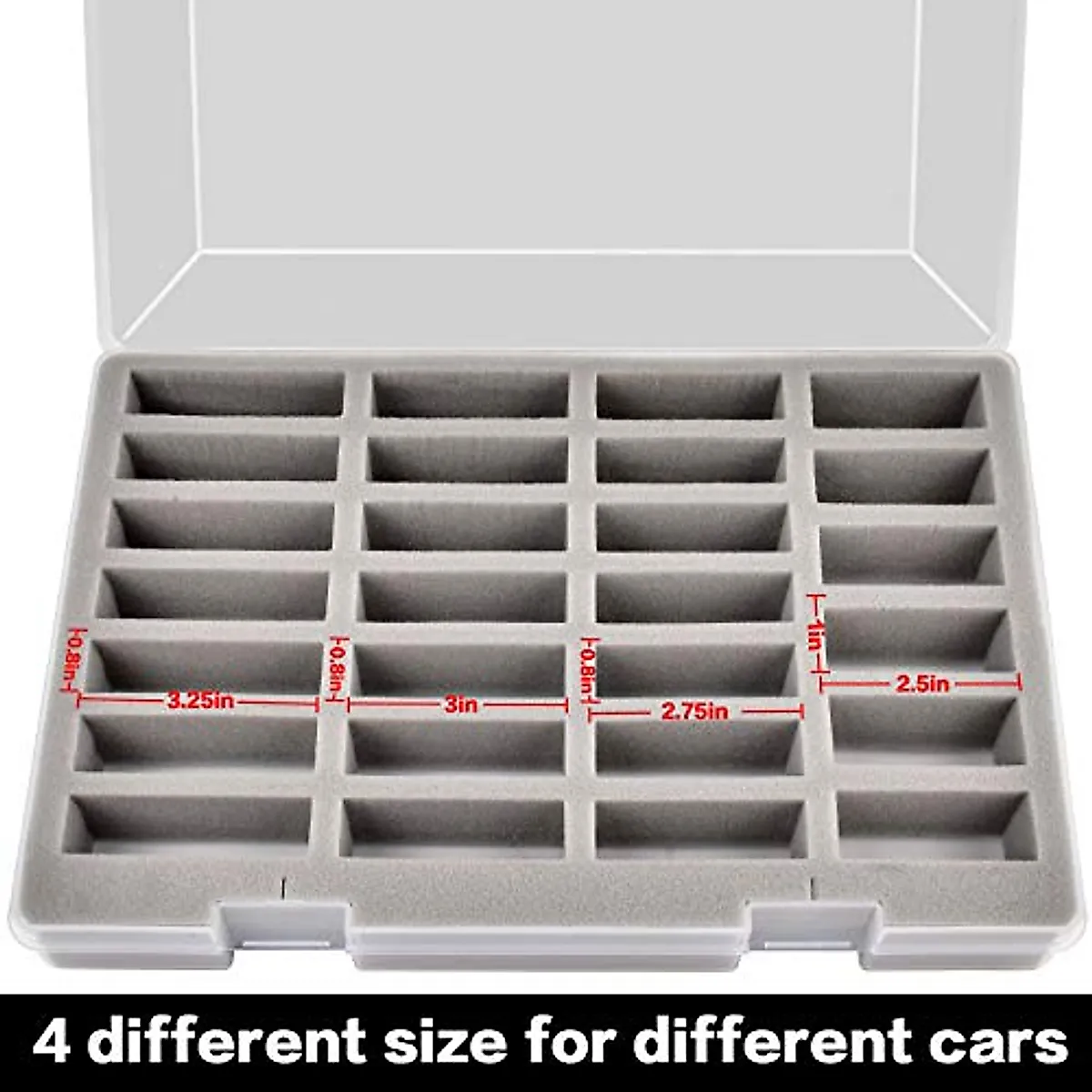 FULLCASE Case Compatible with Hot Wheels Cars Gift Pack. Toy Cars Organizer Storage Container Holds for Hotwheels Car 27pcs. Display Carrying Holder with 4 Size of Slots (Box Only)