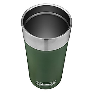 Coleman AUTOSEAL FreeFlow Stainless Steel Water Bottle, Black, 24 oz & Insulated Stainless Steel 20oz Brew Tumbler, Heritage Green