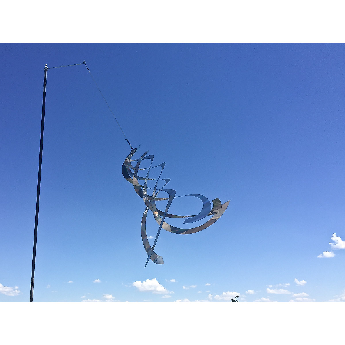 In the Breeze 4878 — 3-Section Heavy Duty 10 Foot Pole - Swiveling Eyelet at Top with Detachable Swiveling Arm - Heavy Duty Ground Stake Included