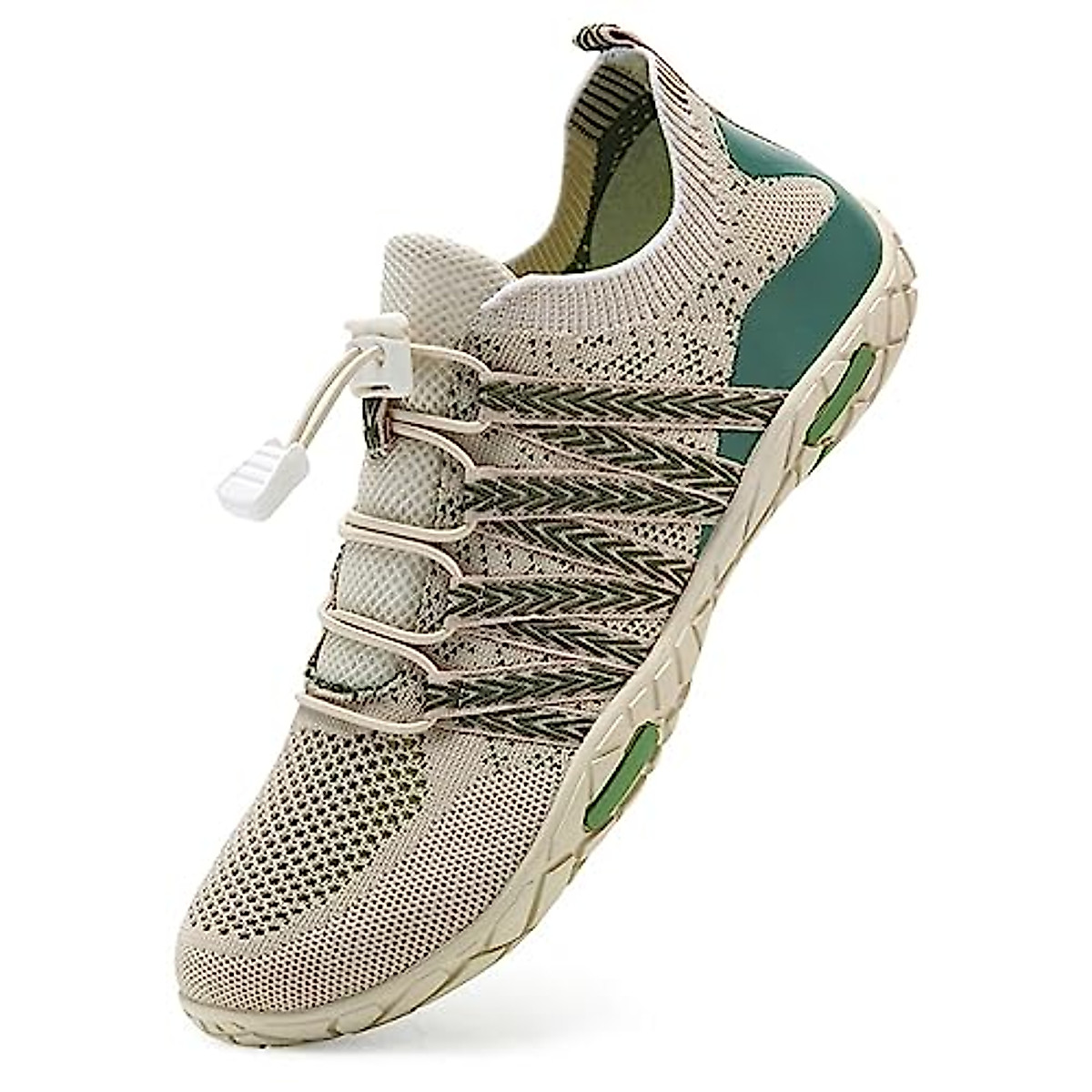 Water Shoes Mens Womens Beach Swim Shoes Barefoot Athletic Quick-Dry Aqua Socks for Surfing Diving Kayaking Exercise (Ribbon/Green, 41)