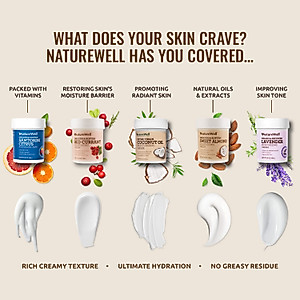 NATURE WELL Extra Virgin Coconut Oil Moisturizing Cream for Face & Body, Restores Skin's Moisture Barrier, Provides Intense Hydration For Dry Skin, Fast-Absorbing, Non Greasy, 2 Pack - 10 Oz Each