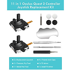 Joystick Replacement Kit for Oculus Quest 2 Controller, OLCLSS Accessories for Oculus Quest 2 Controller and Meta Quest 2 Controller(Black-11-in-1)