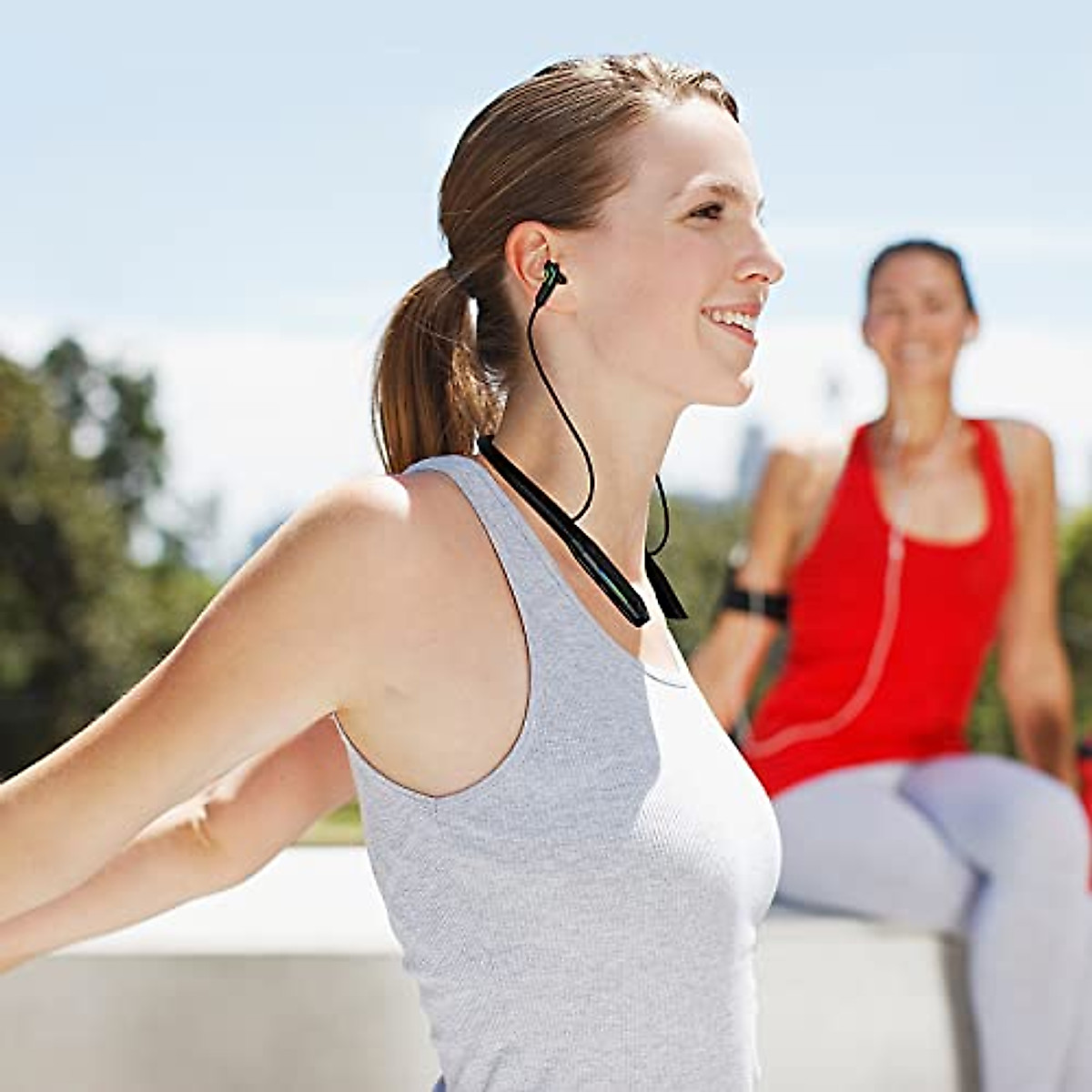 ERSZOO Neckband Bluetooth Headphones Stereo Sound Wireless Earbuds 20 Hrs Playtime Headset with Microphone Noise Canceling IPX4 Waterproof Gym Running Compatible with iPhone,Samsung, Android,Black