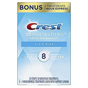 Crest 3D Whitestrips, Vivid Plus, Teeth Whitening Strip Kit, 24 Count (Pack of 1)