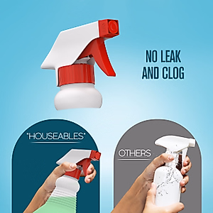 Spray Bottles, Empty Sprayer Bottle, Heavy Duty Cleaning Nozzle, 24oz, 3 Pack, Plastic, Industrial, Professional, Refillable, for Water, Alcohol, Bleach, Detailing, All Purpose Cleaner, Houseables