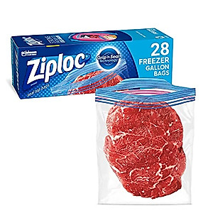 Ziploc Gallon Food Storage Freezer Bags, Grip 'n Seal Technology for Easier Grip, Open, and Close, 28 Count