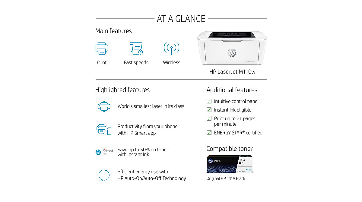 HP LaserJet M110w Wireless Monochrome Printer - Renewed | Fast, Compact ...