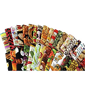 10 Fat Quarters - Food Fat Quarter Bundle Kitchen Culinary Cuisine Fruit Veggies Candy Cotton Fabrics Quality Quilters Cotton Fabrics M228.04