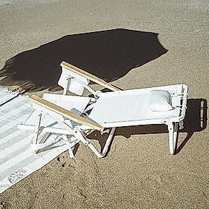 Business & Pleasure Co. Holiday Tommy Chair - Reclining Backpack Beach Chair - Antique White