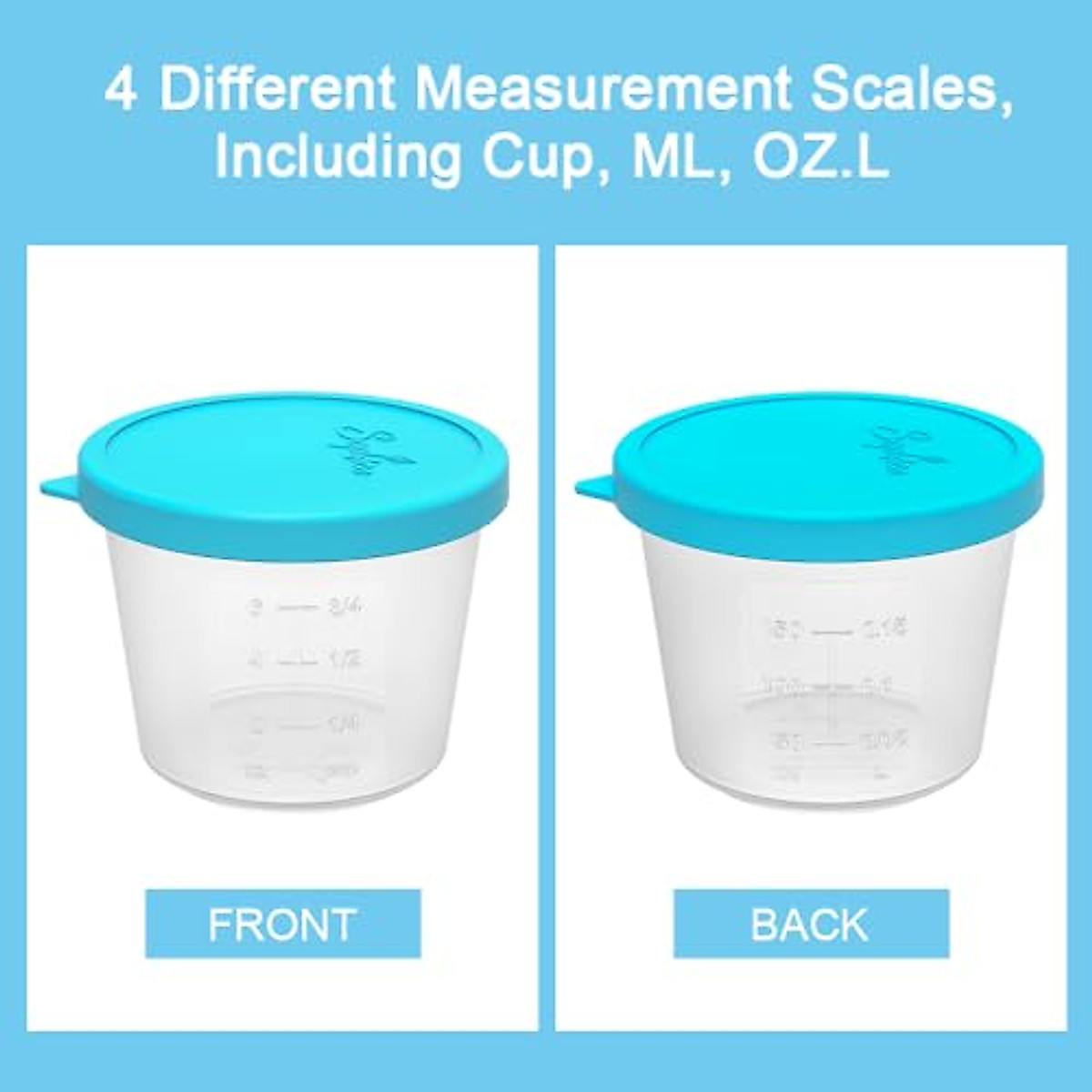Sophico 8oz Mini Ice Cream Containers with Silicone Lids, Freezer Storage Tubs for Homemade IceCream, Meal Prep, Yogurt, Soup and Food (Small, 4 Pack)