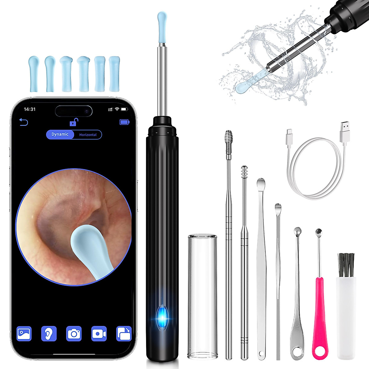 Ear Wax Removal Kit,Ear Cleaner with Camera,Ear Cleaning Kit 1269P HD Otoscope with Lights and 6 Ear Picks, Earwax Removal for Adults and Children