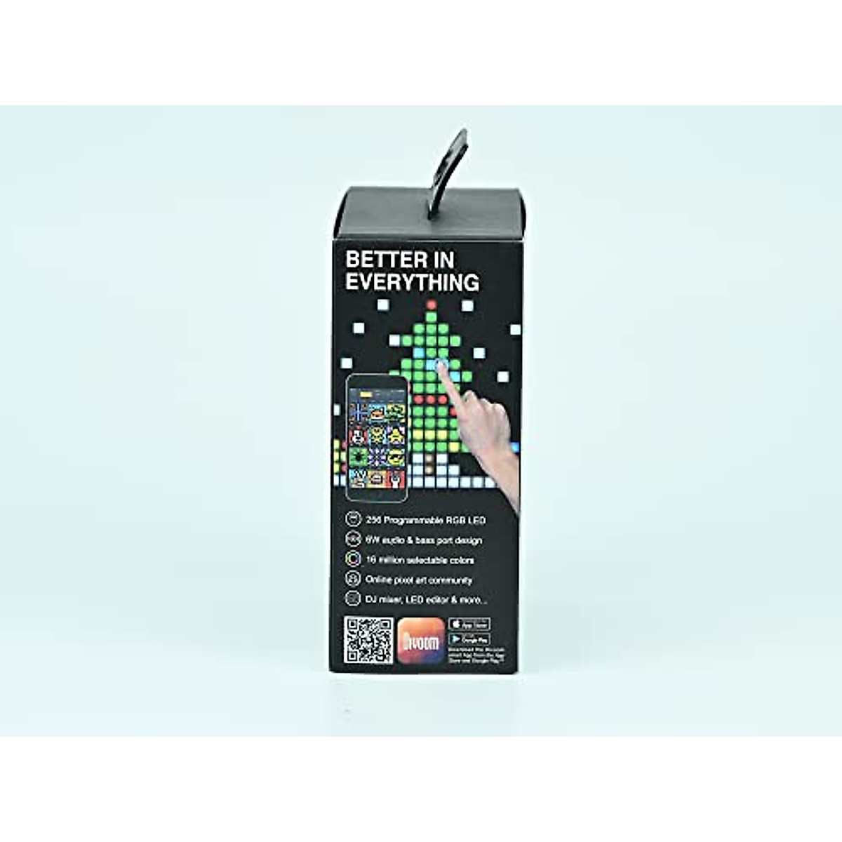 Divoom TimeBox Evo -- Pixel Art Bluetooth Speaker with 16x16 LED Display APP Control - Cool Animation Frame & Gaming Room Setup & Bedside Alarm Clock- Black