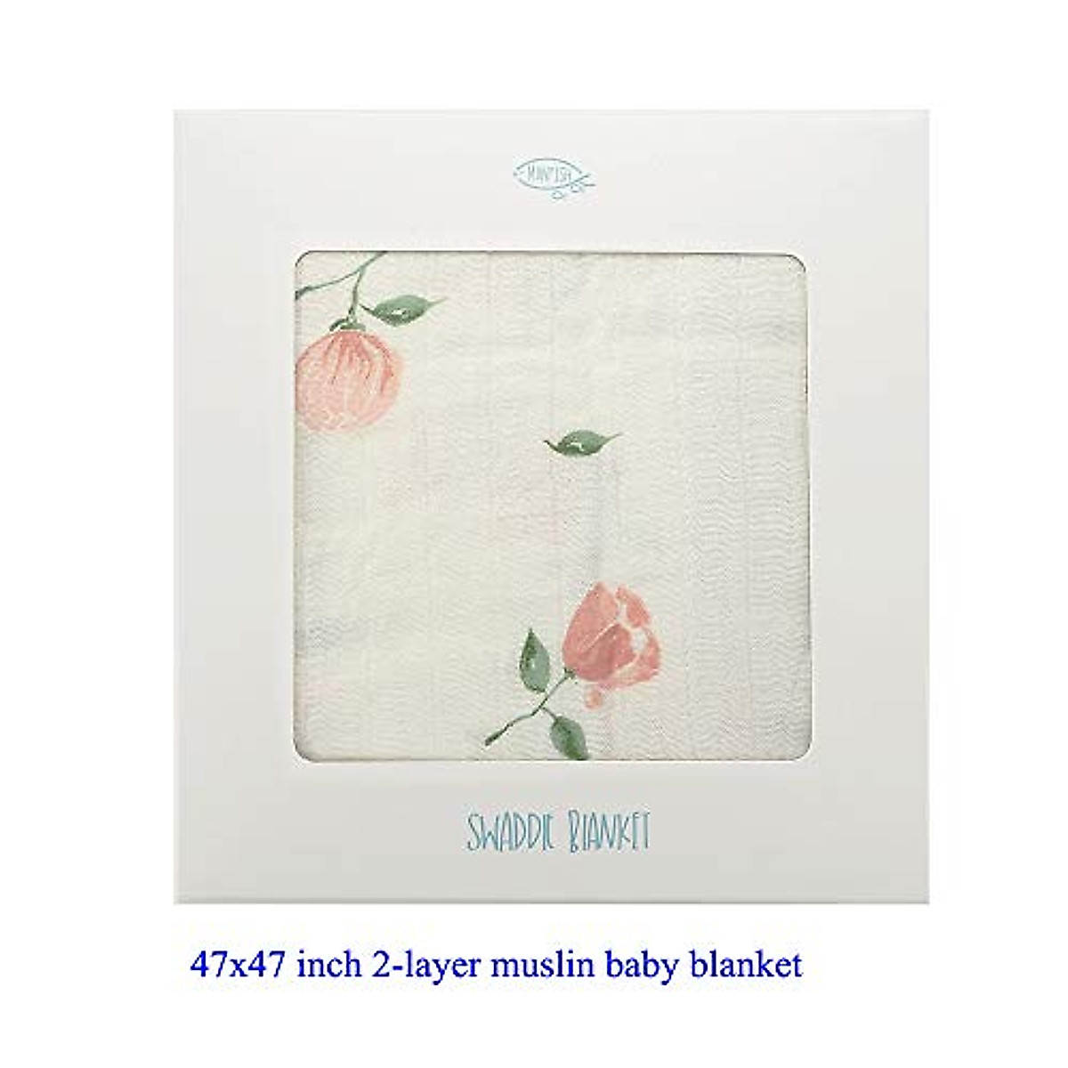 Monfish Muslin Baby Toddler Blanket- Large, Ultra-Soft Pink Rose Blanket for Girls- Baby Everything Blanket-Two Layer Stroller Blanket (Pink Rose)