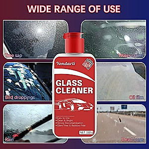 Car Glass Cleaner with Sponge, Car Glass Oil Film Cleaner, Glass Cleaner for Auto and Home Eliminates Coatings, Bird Droppings, and Water Spots, Quick and Easy Solution to Restore Glass to Clear(150g)