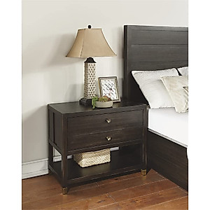 BOWERY HILL Mid-Century Dark Brown Finish Wood Open Nightstand