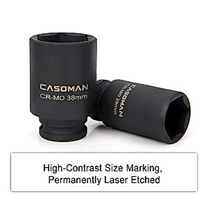 CASOMAN large socket set 1/2- Inch Drive Deep Spindle Axle Nut Impact Socket Set, 6 Point, CR-MO, Metric, 29mm-38mm, 9-Piece 1/2" Dr. Deep Impact Socket Set