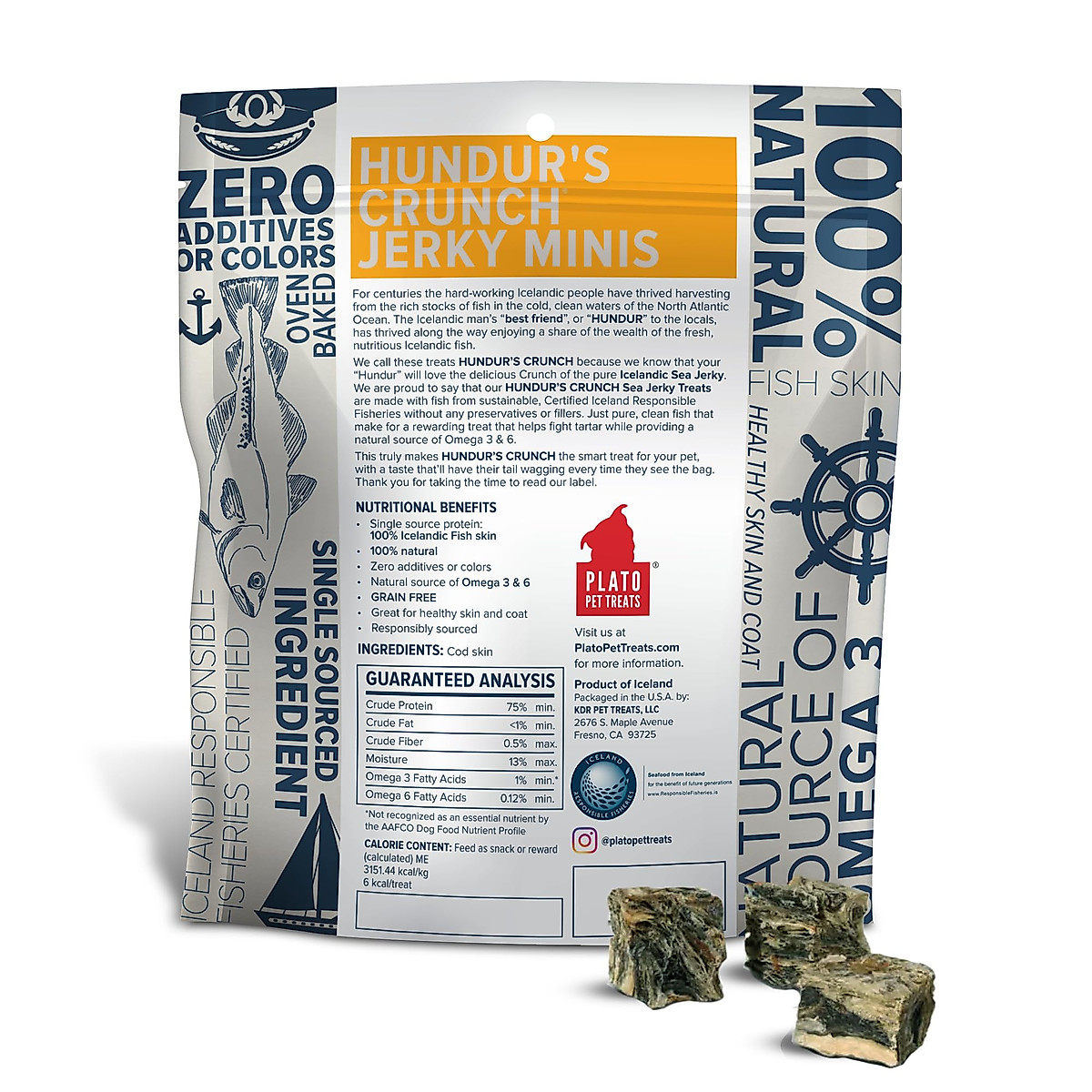 Hundur's Crunch Single Ingredient Cod Skin Dog Treats – Minis