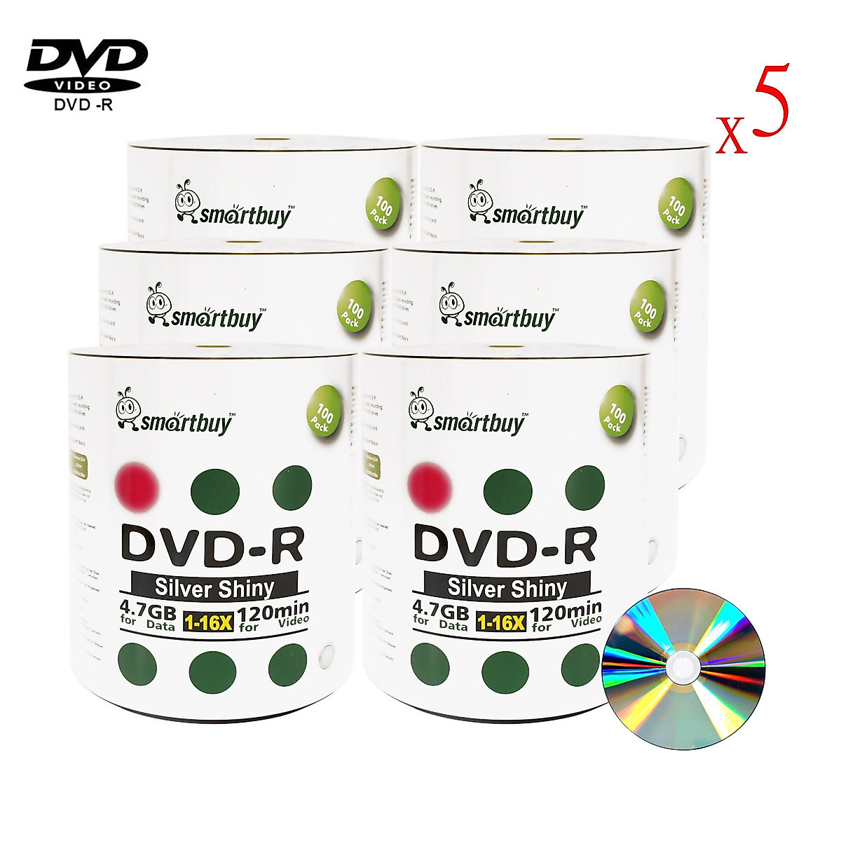 Smart Buy 3000 Pack DVD-r 4.7gb 16x Shiny Silver Blank Data Video Movie Recordable Media Disc, 3000 Disc 3000pk