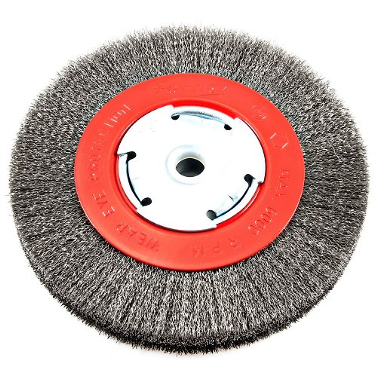 Forney 72751 Wire Bench Wheel Brush, Narrow Face Fine Crimped with 1/2-Inch and 5/8-Inch Arbor, 6-Inch-by-.008-Inch