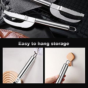 Coloday 2024 Upgrade 3 In 1 Fish Knife, Multi Fish Scale Knife 3 in 1 Stainless Steel Shrimp Whisker Peeler Tool, Multifunctional Shrimp Line Fish Maw Knife Cleaner Tool Kitchen Accessory (1)