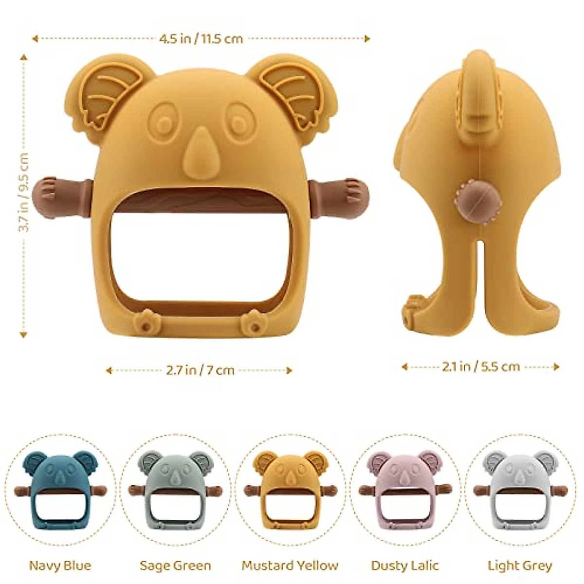 Baby Teething Toys, Koala Teethers for Babies 0-6 Months, Glue-Free Handle, Never Drop Silicone Teethers for Babies, Hand Teethers, Infant Toys, Soothing Pacifier for 1+ Months Infants Babies