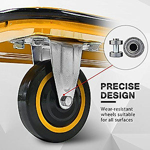 Push Cart Dolly by Wellmax, Moving Platform Hand Truck, Foldable for Easy Storage and 360 Degree Swivel Wheels with 330lb Weight Capacity, Yellow Color