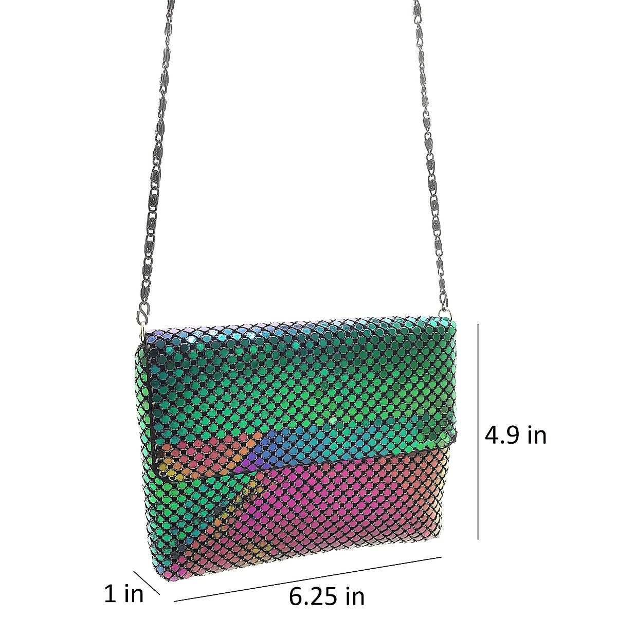 Frewahmesh X-Small Women clutch metal mesh evening purse bag for Cocktail Party Prom Wedding Banquet (Multi color