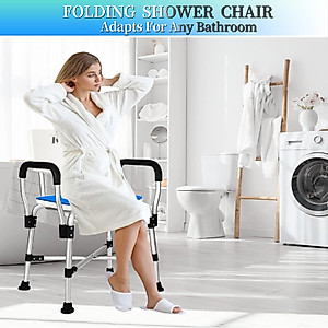 Cremicle Shower Chair with Arms and Back - Heavy Duty 500 lbs U-Shaped Handicap Shower Chair, Wide for Elderly and Disabled, Ideal for Bathtub Use