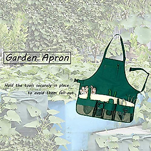 SYOOY Garden Apron with Pockets, Adjustable Neck and Waist Straps for Gardening Carpentry Lawn Care Women Men Workers