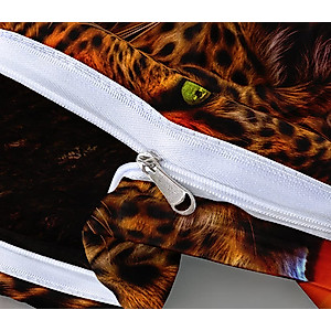 Holiyjog Cheetah Print Bedding Leopard Quilt Cover Sets Brown Linens Bed Pillow Shams Queen Size Animal Home Textile (Queen, 002)