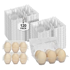 Pintuson Large 120 Pack Jumbo Egg Carton 6 Count - Duck Egg Carton Bulk - Exact Large Half Dozen Egg Cartons