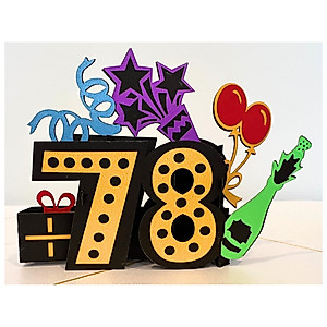 ALPHAK Happy 78th Birthday 3D Pop Up Card, Birthday 3D Greeting Card, 78th Birthday Gifts