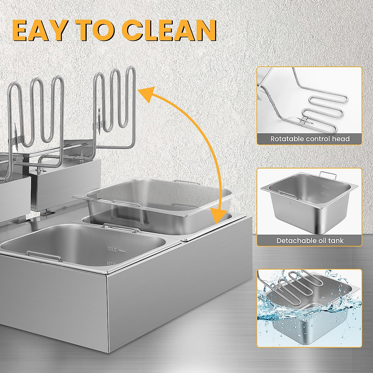 Commercial Deep Fryer 20.7Qt/20L Dual Tank Deep Fryers with Baskets 0.8mm Thickened Stainless Steel Electric Countertop Fryer with Adjustable Temperature, 1700w x2, 110v