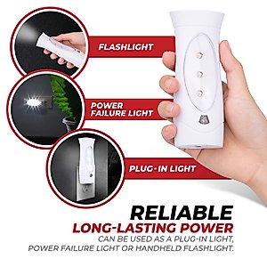 Amerelle LED Emergency Lights For Home Power Failure, 6 Pack - Triple Function Power Failure Light and Plug In Flashlight Combo, With Rechargeable Battery - Be Snow Storm & Hurricane Ready (71134)