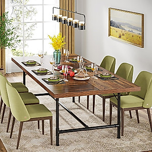 Tribesigns Dining Table for 6-8 People, 70.9-Inch Rectangle Wood Kitchen Table with Tube Metal Frame, Rustic Large Dining Room Table for Kitchen, Living Room