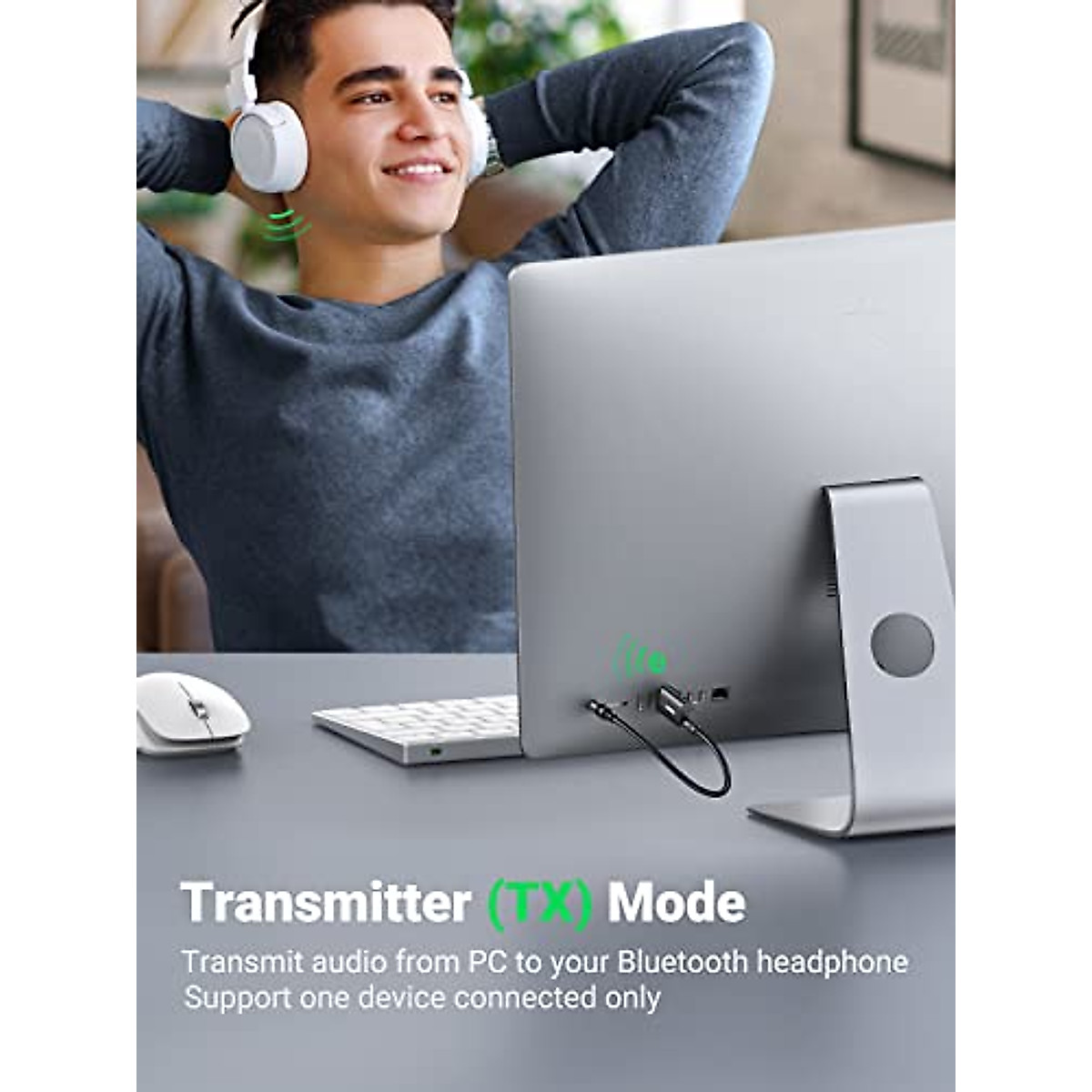 UGREEN Bluetooth 5.1 Transmitter Receiver 2 in 1 Wireless USB Bluetooth Adapter Built-in Microphone 3.5mm Audio Bluetooth Dongle Driver Free for TV, Home Stereo, Car Stereo, Headphones, Speakers, PC