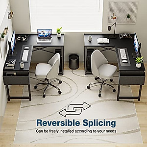 Computer Desk - 49 Inch L Shaped Desk Office Desk with Reversible Storage Shelf and Cloth Bag Home Office Corner Desk Modern Style Laptop Desk for Home, Office, Gaming Location