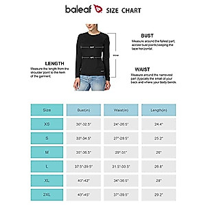 BALEAF Women's Workout Tops Long Sleeve Running Shirts Quick Dry Moisture Wicking Athletic T-Shirts for Exercise Gym Sports Yoga Black Size L