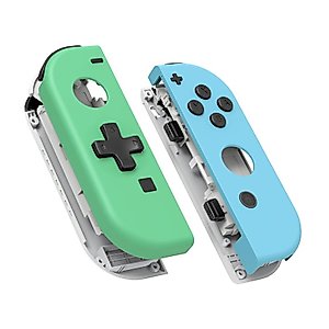 eXtremeRate Mint Green & Heaven Blue DIY Housing (D-Pad Version) with Full Buttons for Joycon Handheld Controller, Replacement Shell for Nintendo Switch & Switch OLED [Only The Shell, NOT The Joycon]