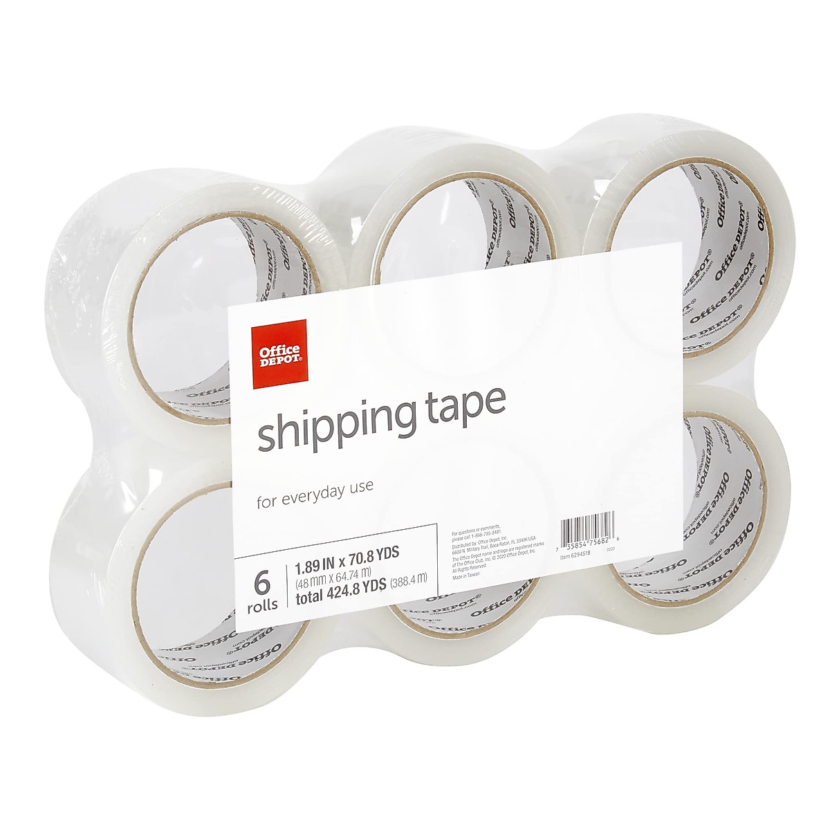 Office Depot® Brand Shipping Packing Tape, 1.89" x 70.8 Yd, Clear, Pack of 6 Rolls