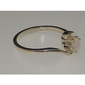 925 Sterling Silver Natural Opal Womens Solitaire Ring - Size 7.5