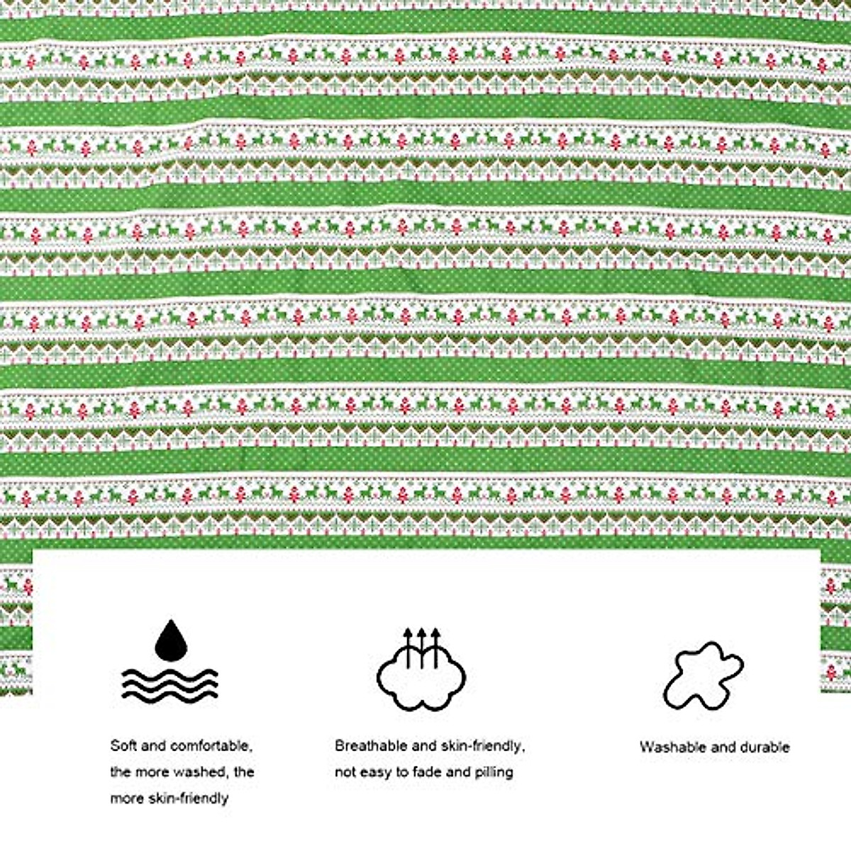 Christmas Cotton Fabric Green Elk Linen Cloth Quilting Patchwork Bundles Fat Quarters Precut Sewing Scrap for Xmas DIY Stocking Wreath Doll Dress Bag Apron Craft