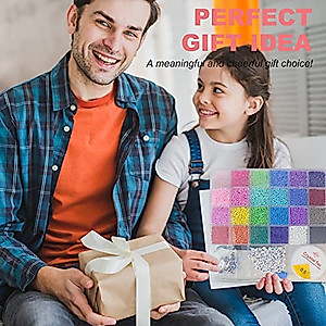 Redtwo 8000pcs 3mm Glass Seed Beads for Bracelet Making Kit, Small Beads Friendship Jewelry Making Kit, Tiny Waist Beads Kit with Letter Beads and Elastic String, DIY Art Craft Girls Gifts