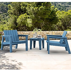 SERWALL Adirondack Chair Set, Includes Adirondack Chairs Set of 4 and 2 Piece Outdoor Side Table- Navy