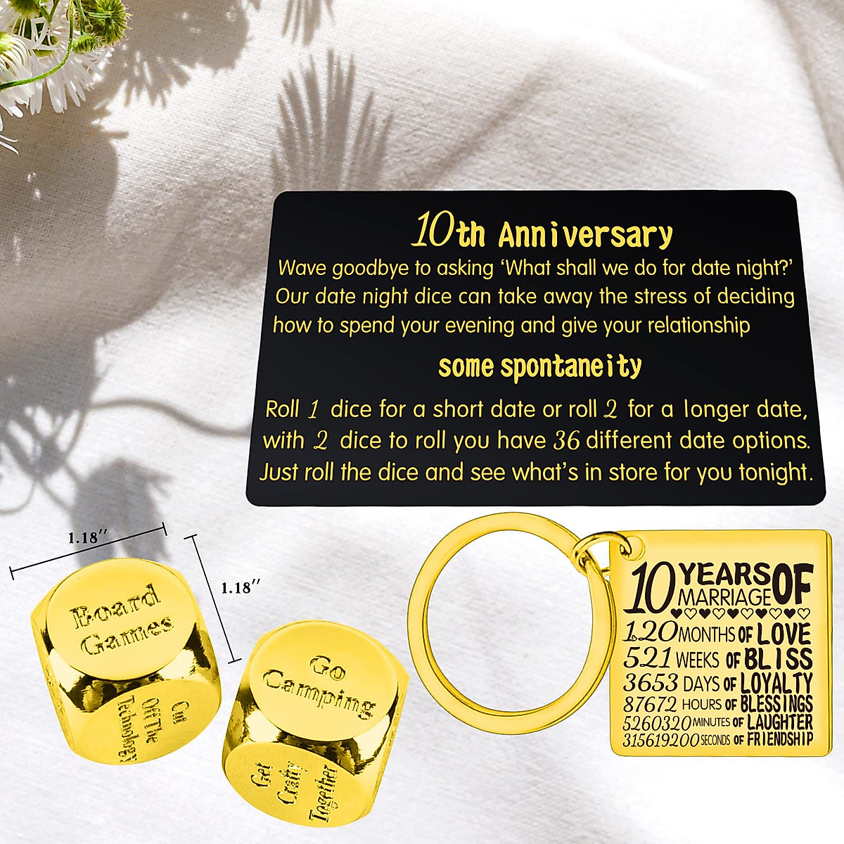 10th Anniversary Dice,10th Wedding Anniversary Dice for Couples,10 Years Anniversary Date Night Dice Gift,10 Years Anniversary for Her,10th Anniversary for Husband,10th Anniversary