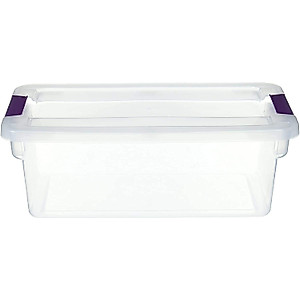 6 Quart (Qt) Clearview Storage Latch Box with Purple Latches