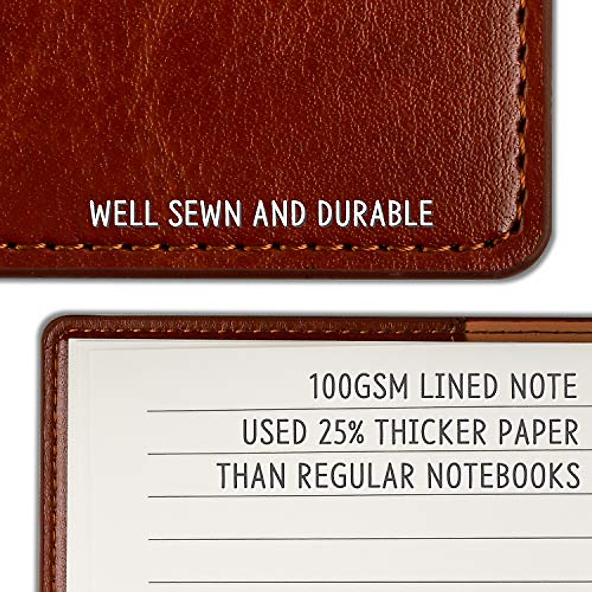 MINVELY A5 Soft Leather Journal Notebook - 100gsm Lined notebook, 12 set of monthly planner, Ivory Pages, Inner CardHolder, Leather Pen Holder, Bookmark | Arrives in luxury Gift Box - Brown