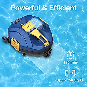 Cordless Robotic Pool Cleaner,Automatic Rechargeable Pool Robot Vacuum with Max 120 Mins Working Time,for Above/In-Ground Swimming Pools Up to 753 Sq Ft,Poolguard