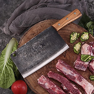 DENGJIA Meat Cleaver - 7.7 Inch Cleaver Knife - High Carbon Steel Butcher Knife with Full Tang Handle Chopper Knife for Home Kitchen and Restaurant