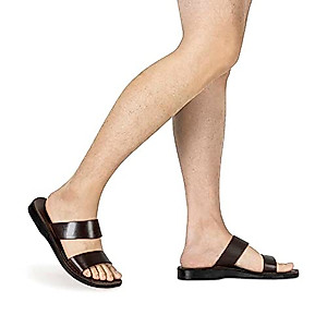 Jerusalem Sandals Aviv - Leather Double Strap Sandal - Brown